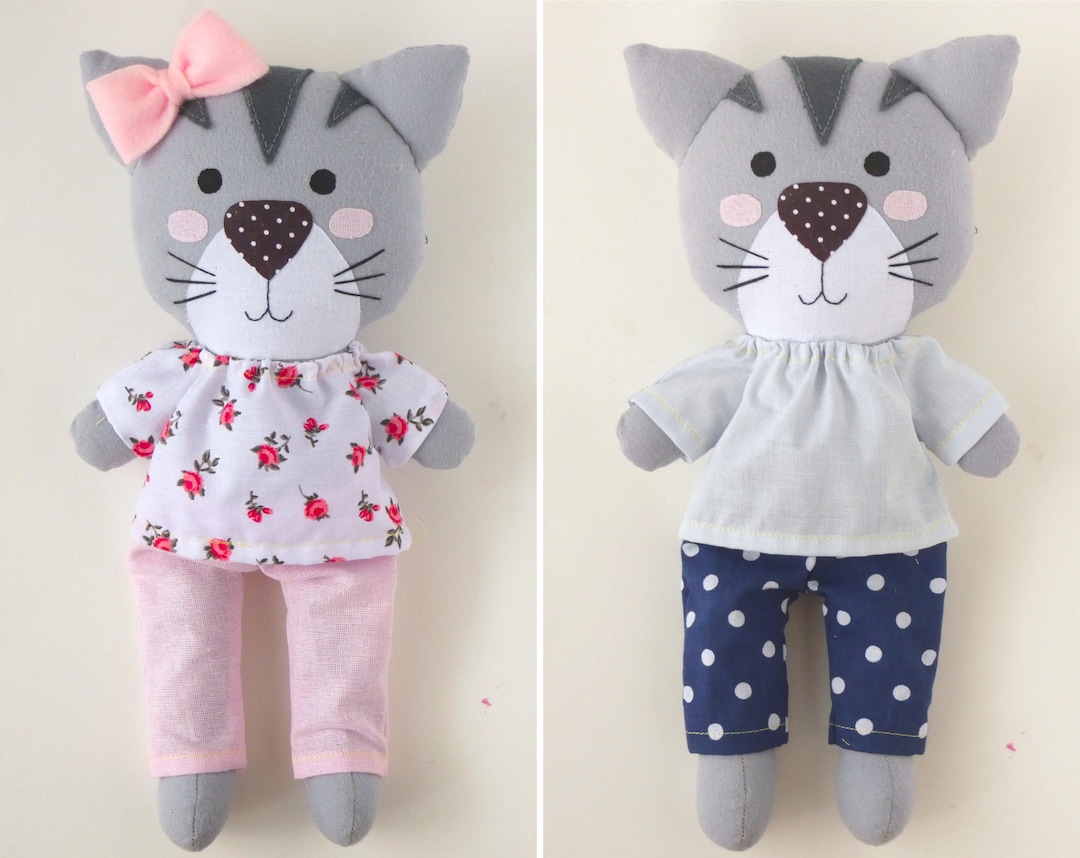 PDF Cat Doll Sewing PATTERN & Tutorial - Dress up Doll, Animal Rag Doll ...