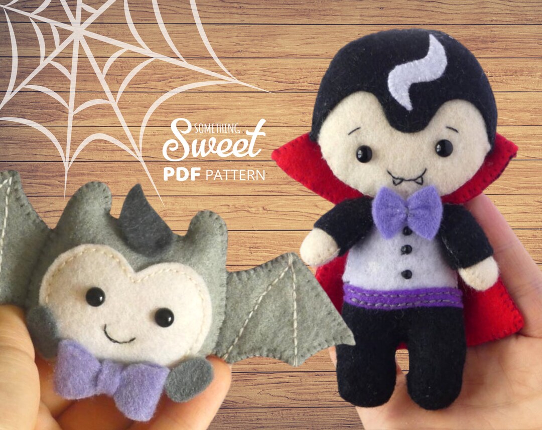 PDF Felt Vampire Doll and Bat Sewing PATTERN & Tutorial - Felt Dracula ...
