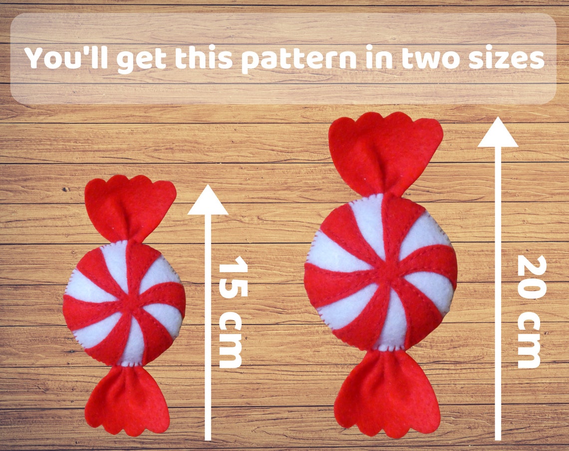 PDF Felt Candy Cane Sewing PATTERN & Tutorial Peppermint - Etsy