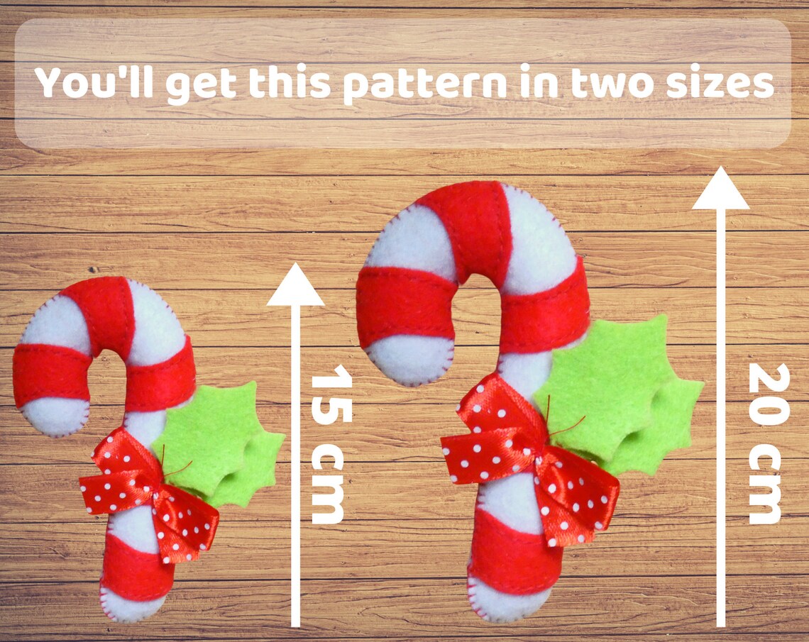 PDF Felt Candy Cane Sewing PATTERN & Tutorial Peppermint - Etsy