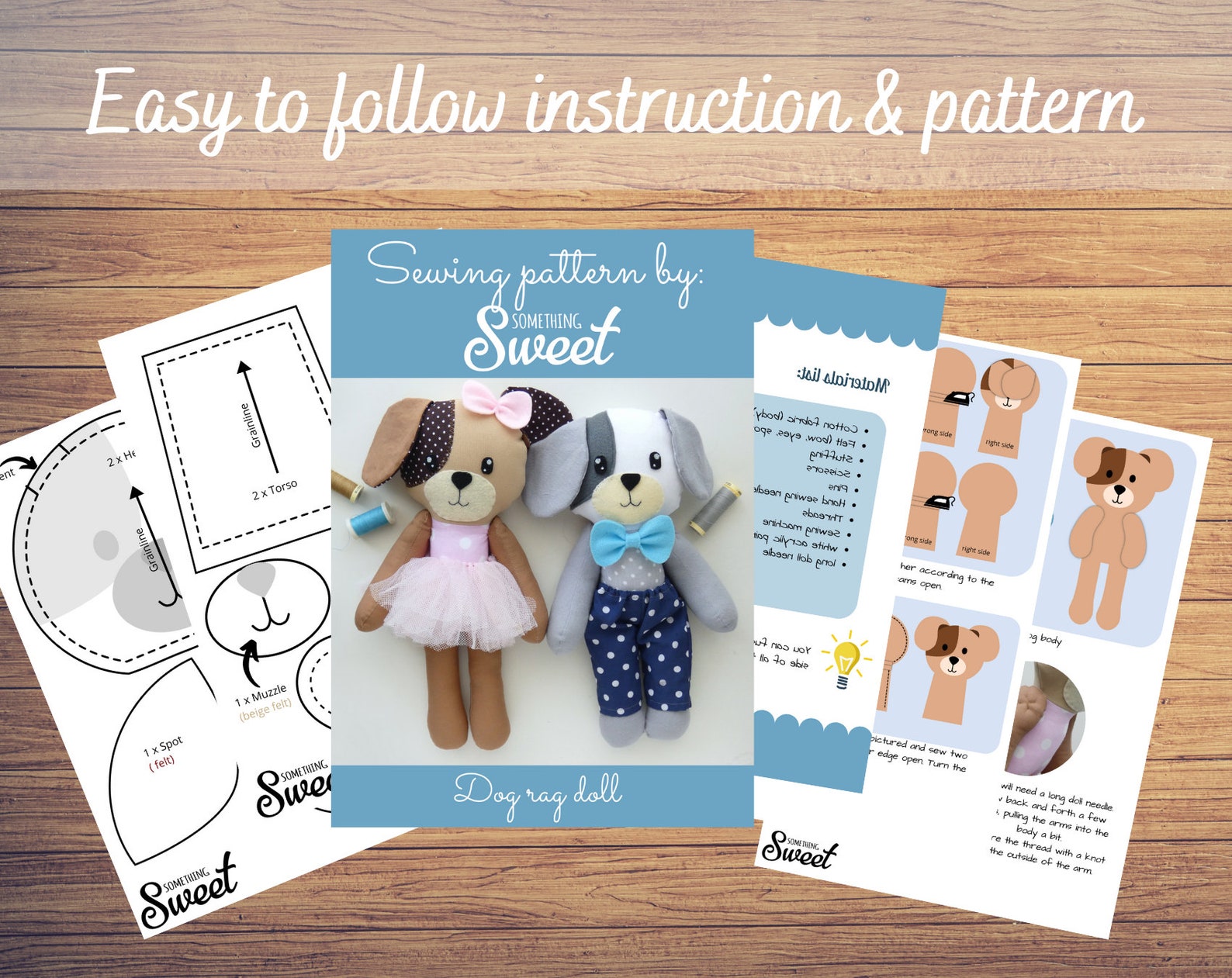 PDF Dog Doll Sewing PATTERN & Tutorial Animal Rag Doll - Etsy