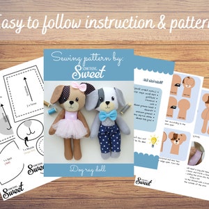 PDF Dog Doll Sewing PATTERN & Tutorial - Animal Rag Doll, Dress up Doll ...