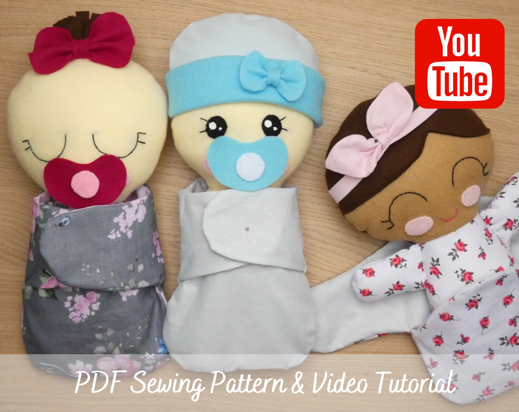 PDF Rag Doll Sewing PATTERN & Tutorial - Swaddle Baby Doll Pattern ...