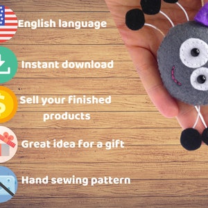 PDF Felt Halloween Spider Sewing PATTERN & Tutorial - Halloween ...