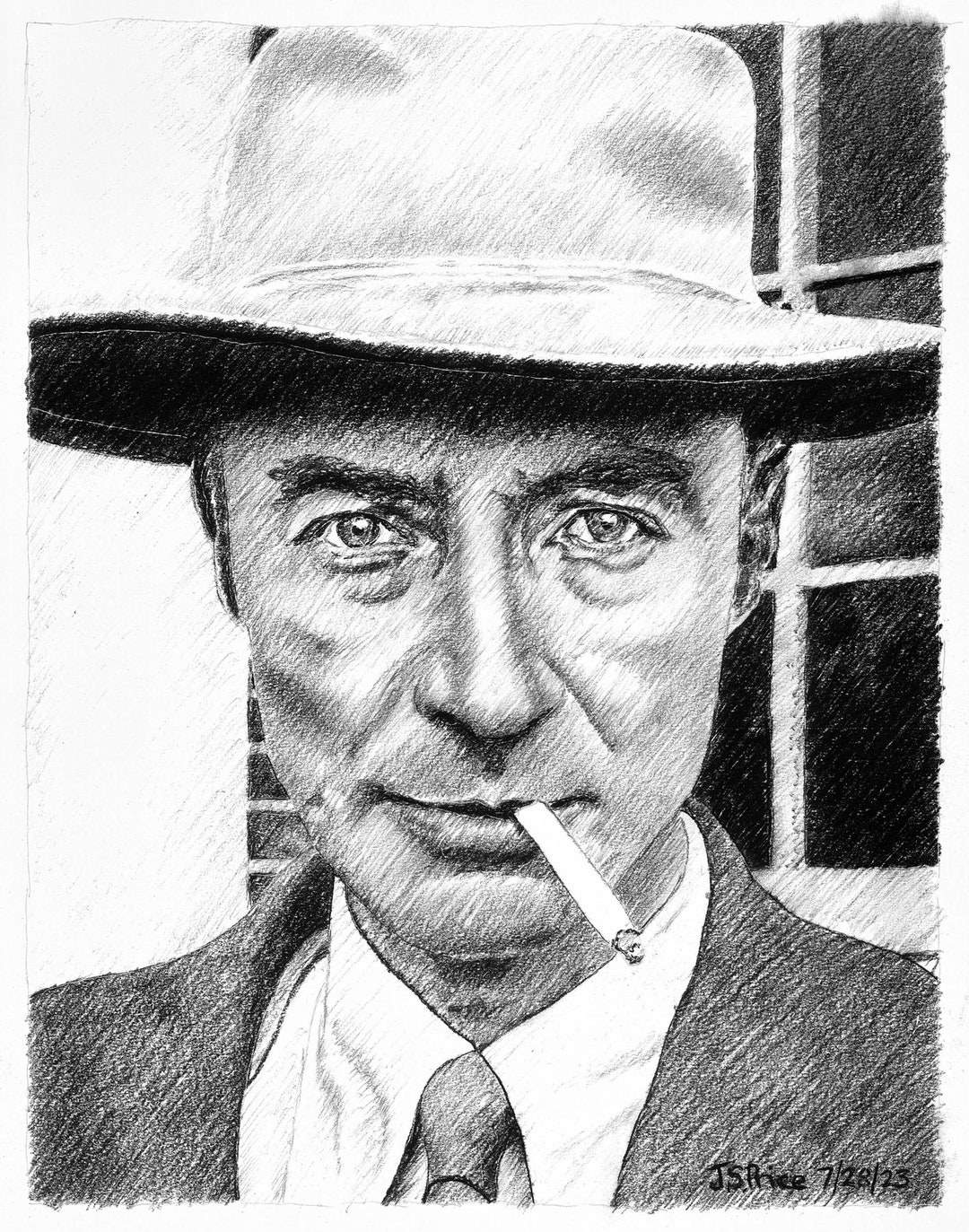 J. Robert Oppenheimer 01 - Signed Original Charcoal Drawing - Etsy