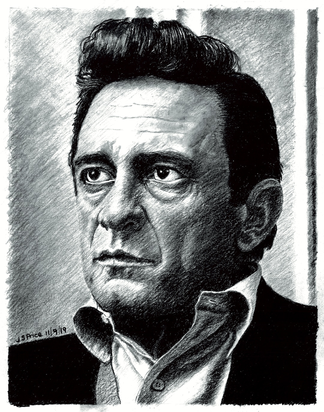 Johnny Cash 01 - Limited, Signed Print of Original Charcoal Drawing of ...