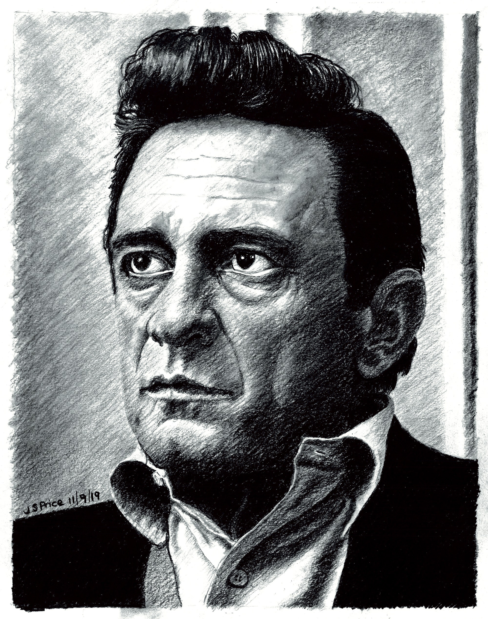 Johnny Cash 01 - Limited, Signed Print of Original Charcoal Drawing of ...