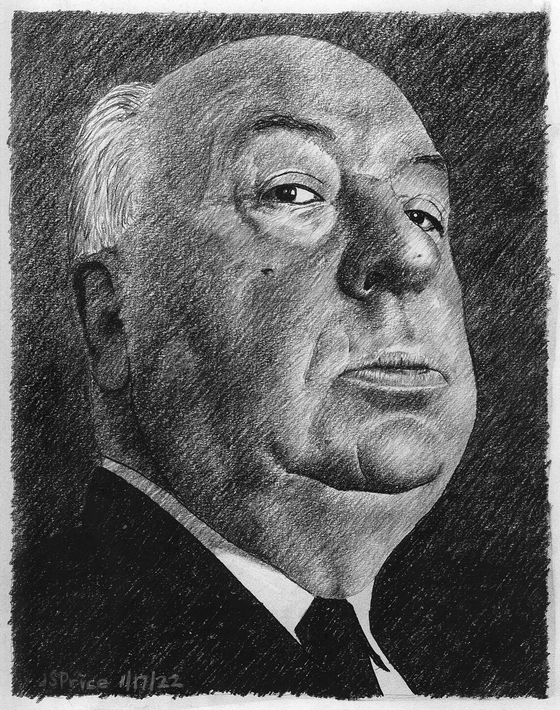 Alfred Hitchcock 01 - Original Charcoal Drawing From Photo - Etsy