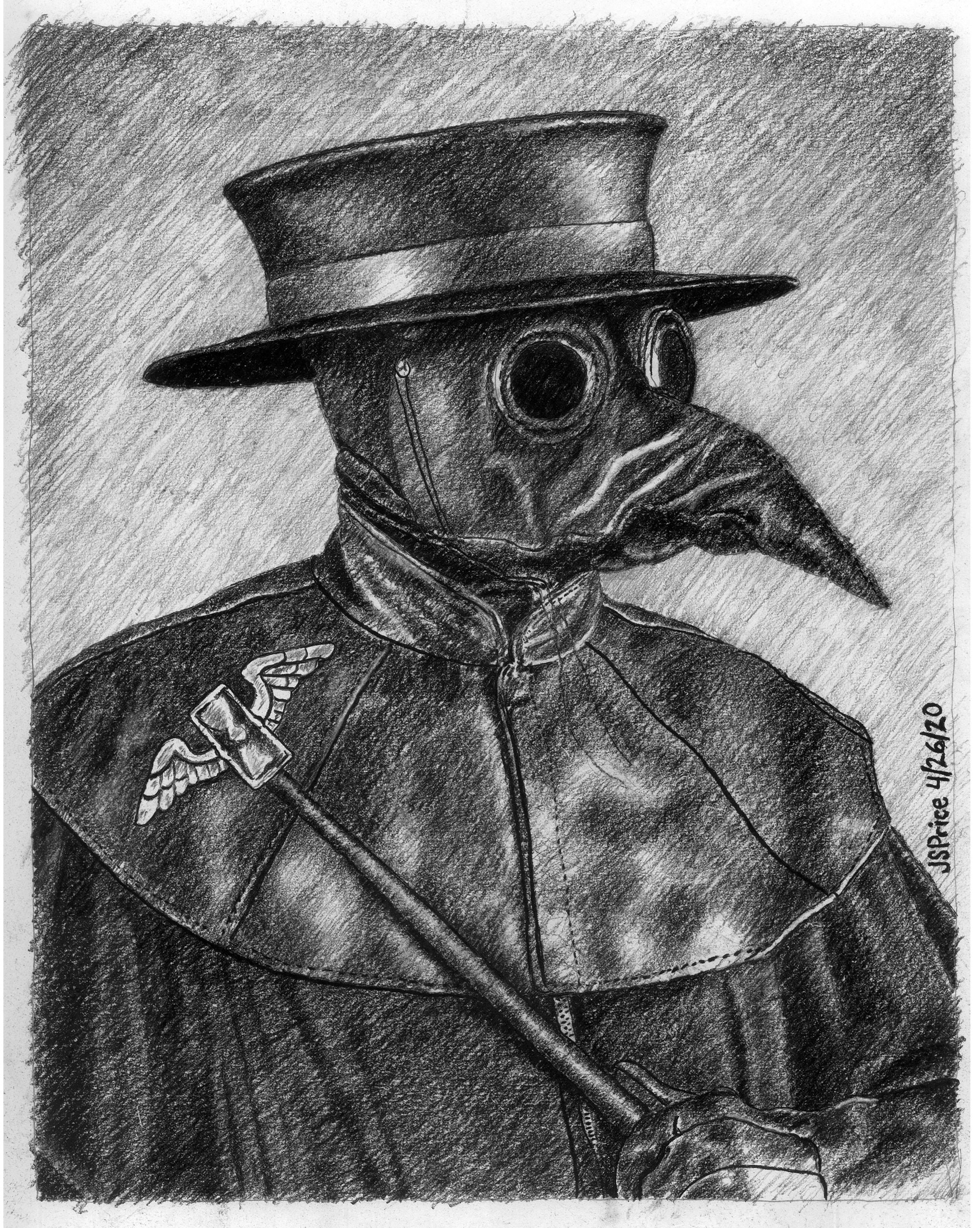 Un portrait de lannée de la peste dessin au fusain original signé ...