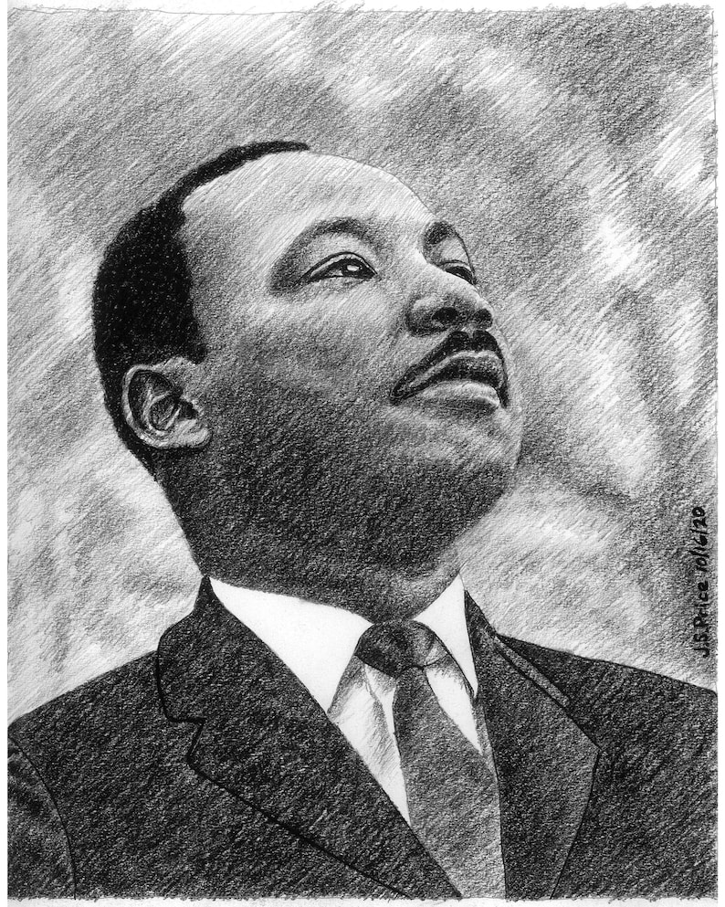 Martin Luther King, Jr 01 Signed Original Charcoal Drawing of ...