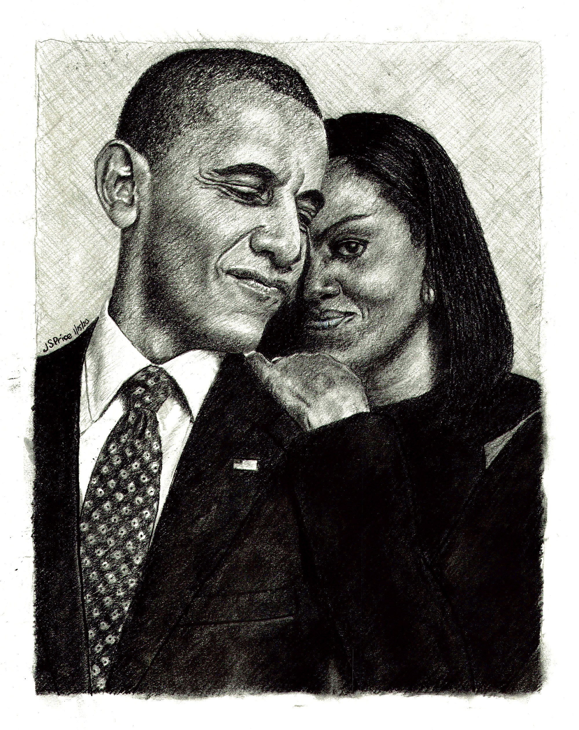 The Obamas 01 signed original charcoal drawing of photograph | Etsy