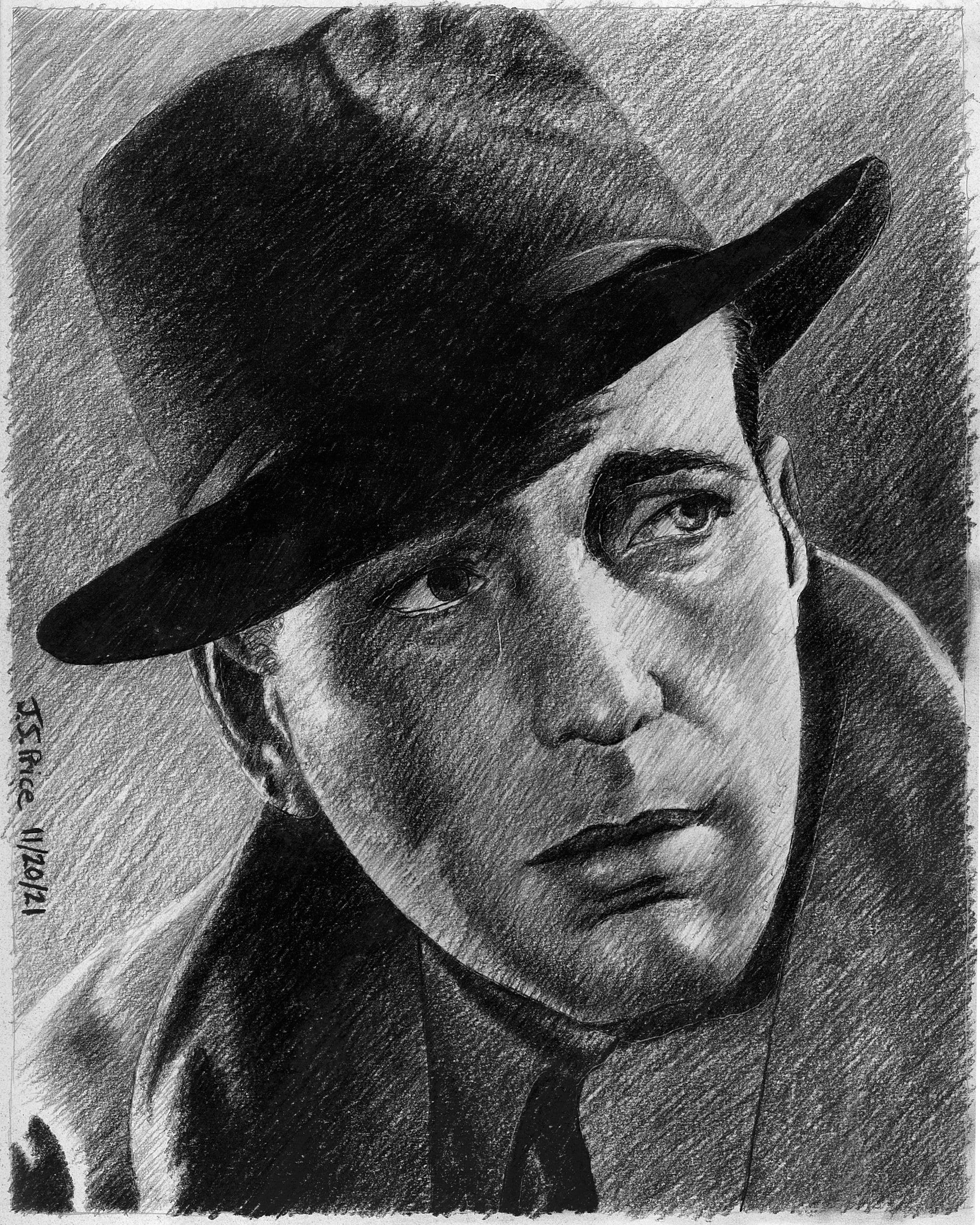 Humphrey Bogart 02- Limited, Signed Print of Original Charcoal Drawing ...
