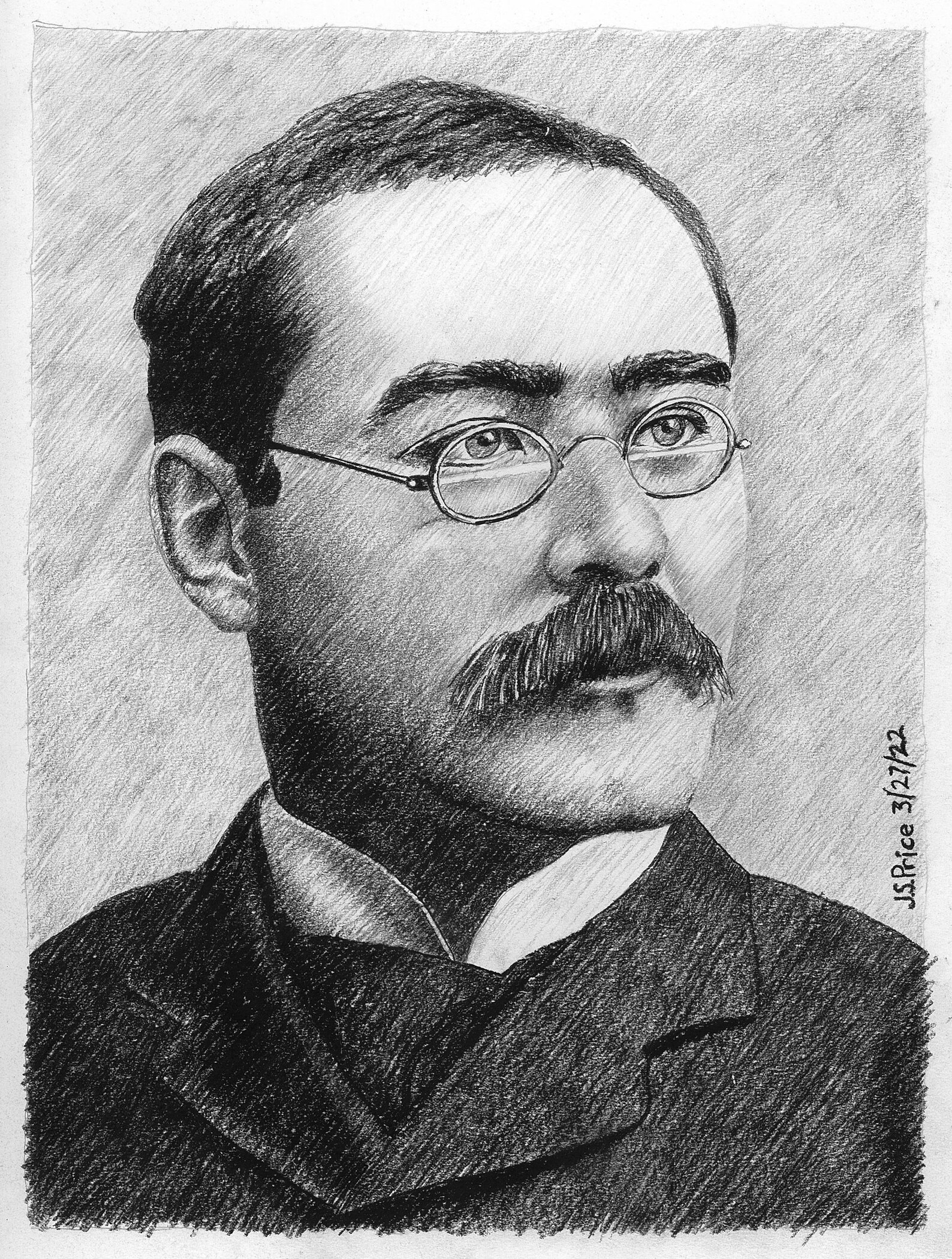 Rudyard Kipling 01 - Signed Original Charcoal Drawing - Etsy