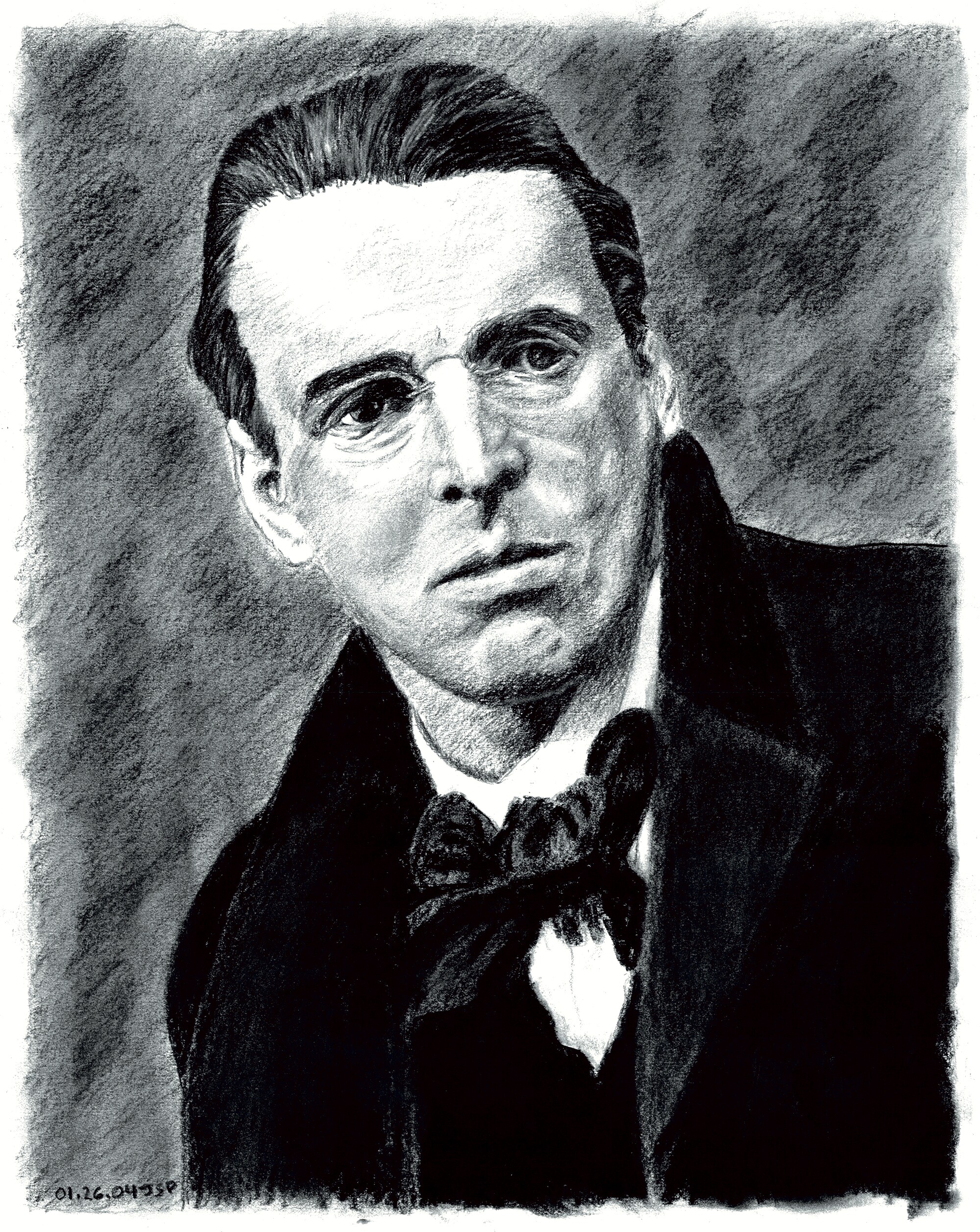 William Butler Yeats 01 - Signed Original Charcoal Drawing of ...