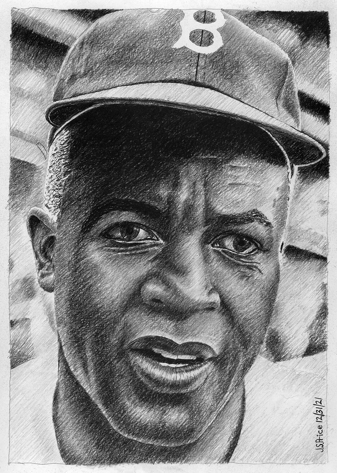 Jackie Robinson 01 - Limited, Signed Print of Original Charcoal Drawing ...