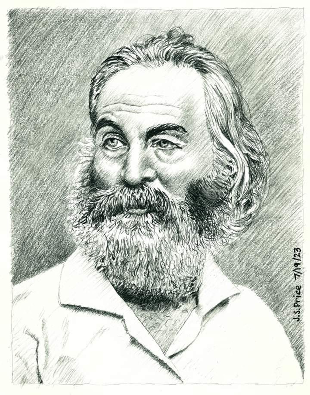 Walt Whitman 01 - Limited, Signed Print of Original Charcoal Drawing - Etsy