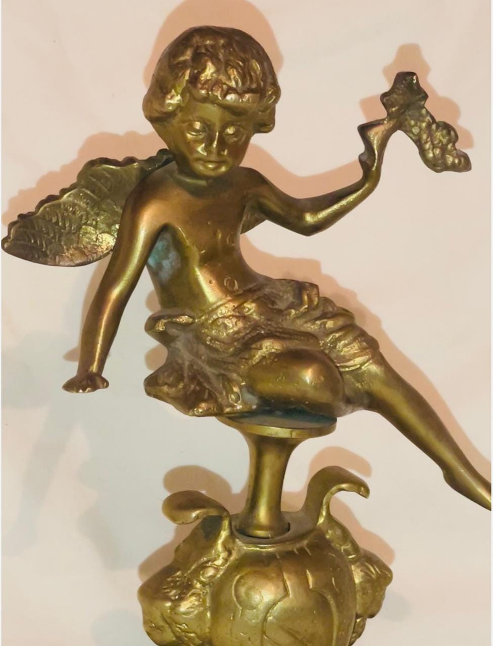Antique Copper Statue – Winged Child on Sphere – European Baroque Style ...