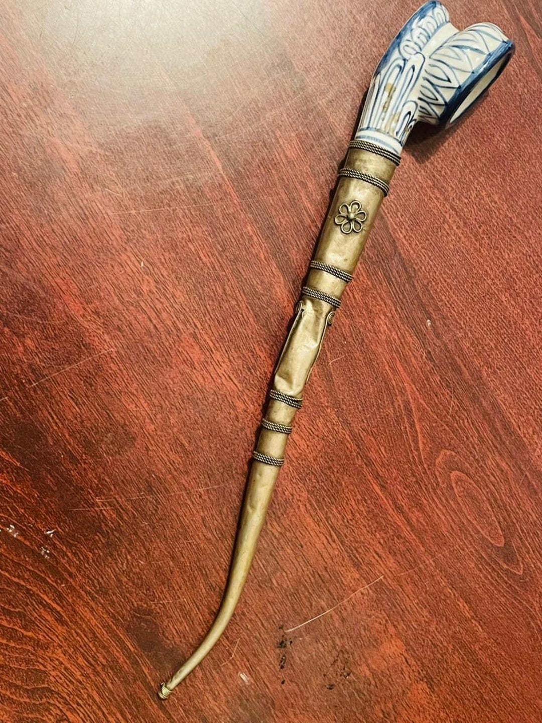 Pipe Marocaine Vintage Sebsi En Bronze Et Céramique - Pièce D'art ...