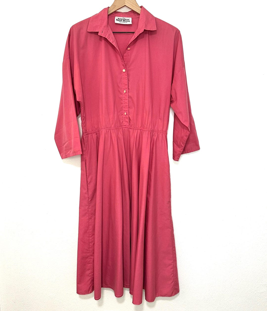 Vintage 80s Pink Shirt Dress by the American Shirt Dress - Etsy