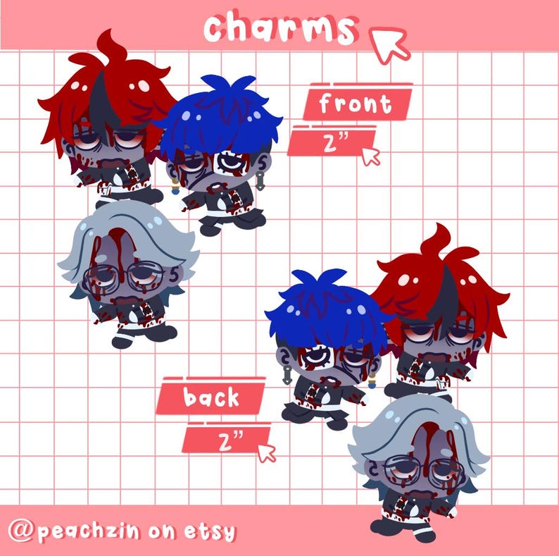 HNDR Slasher Route Zombie Full Bleed Charms - Etsy
