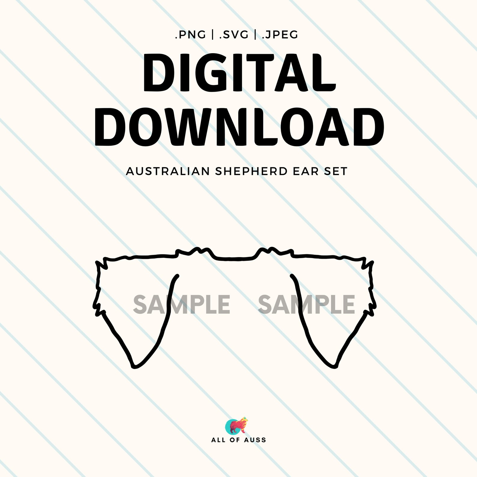 Australian Shepherd Ear Set | Cricut File | SVG and PNG Digital ...
