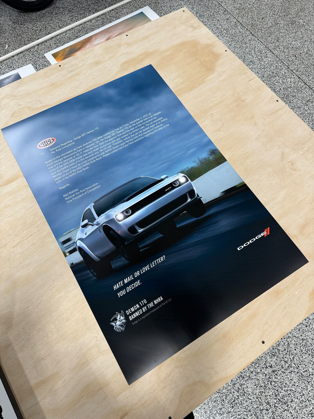 Dodge Demon 170 Poster NHRA Letter Poster Tribute for Collector and Fan ...