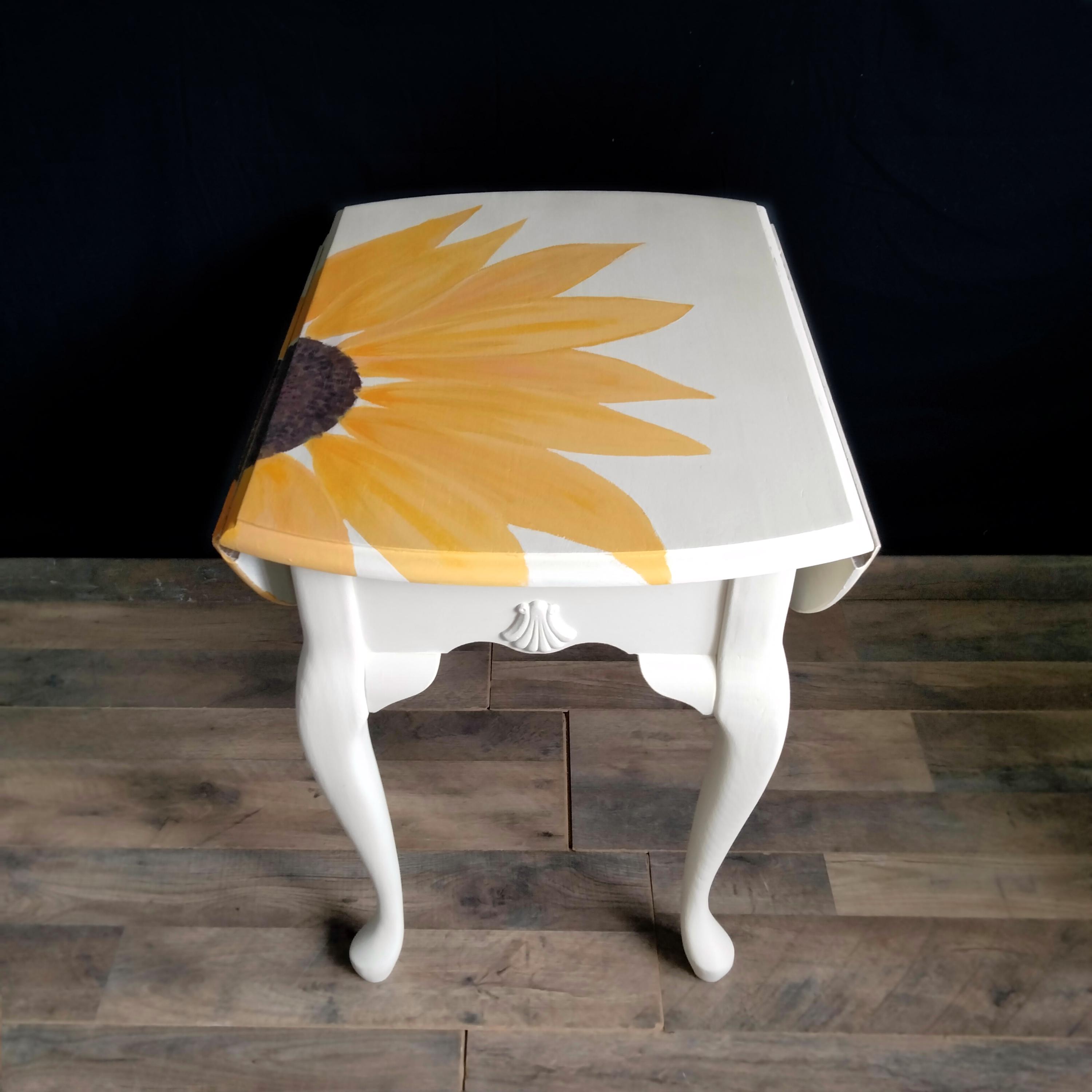 Hand Painted Sunflower Drop Leaf Side Table, Sturdy Lane End Table - Etsy