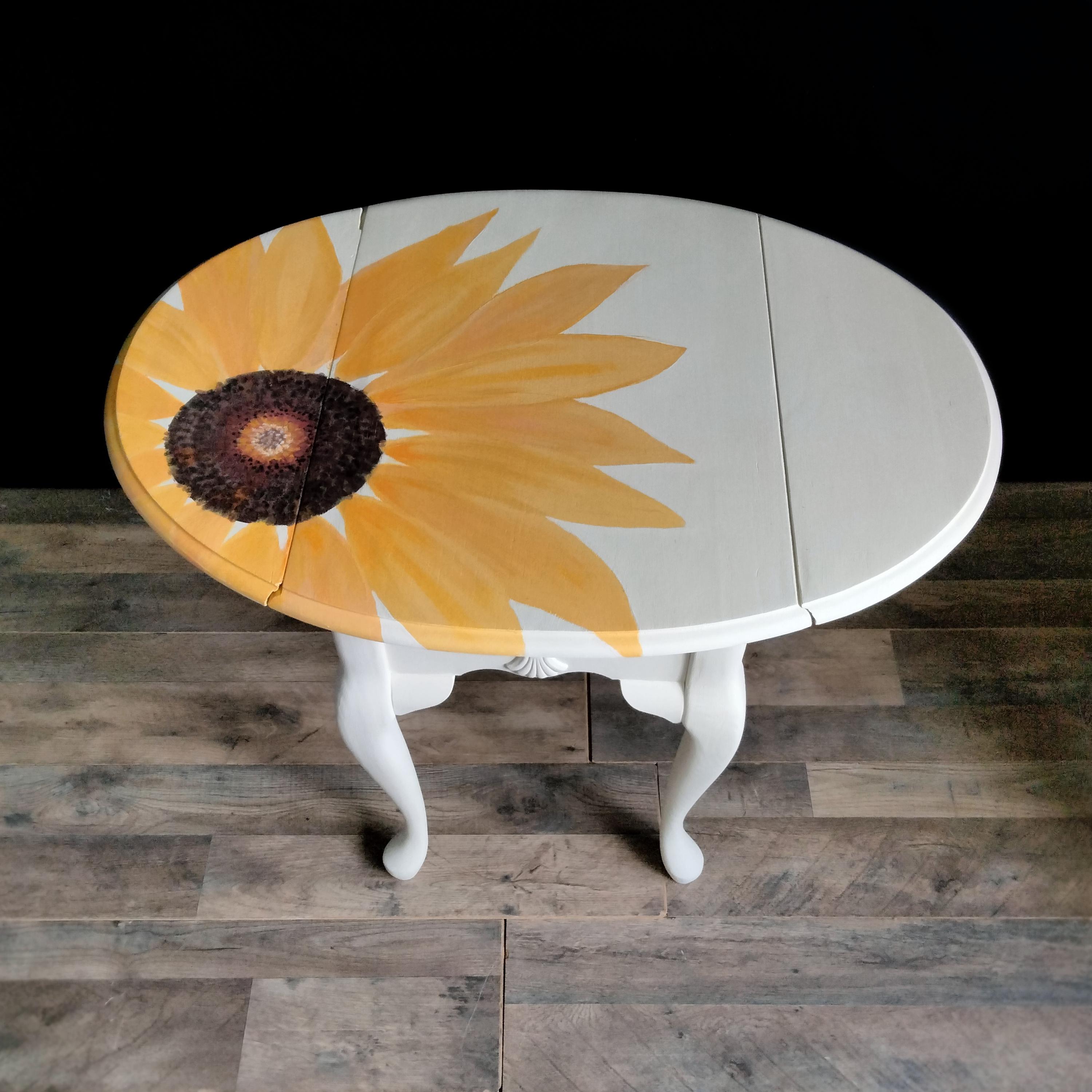 Hand Painted Sunflower Drop Leaf Side Table, Sturdy Lane End Table - Etsy