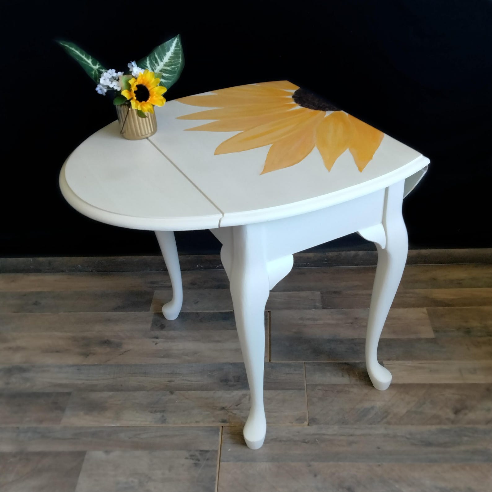 Hand Painted Sunflower Drop Leaf Side Table, Sturdy Lane End Table - Etsy