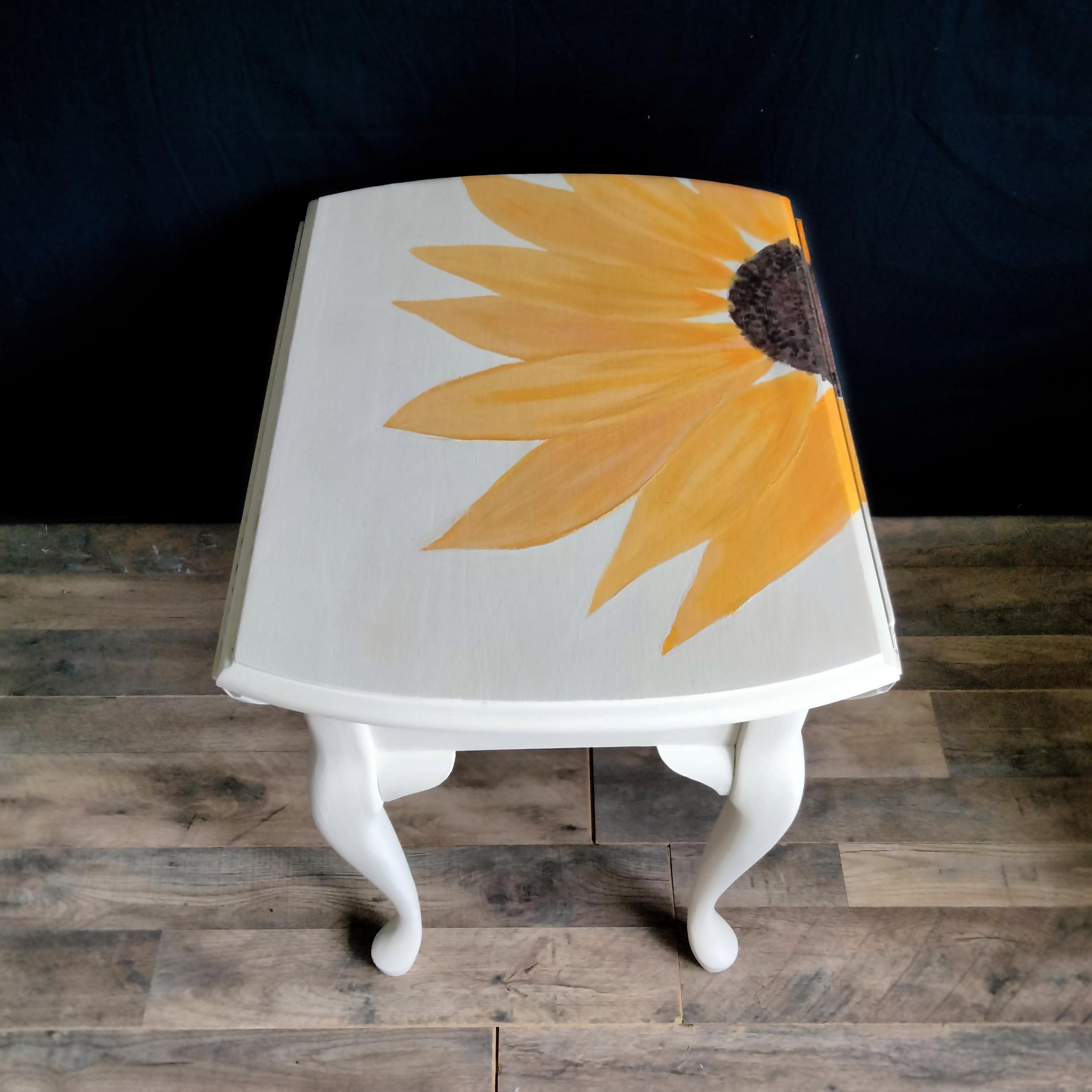 Hand Painted Sunflower Drop Leaf Side Table, Sturdy Lane End Table - Etsy