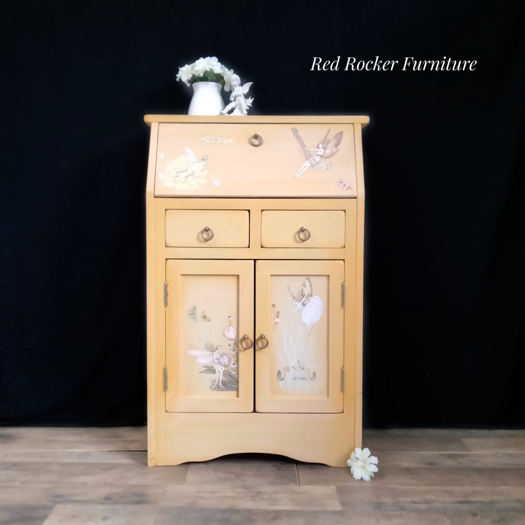 Child's Writing Desk, Small Secretary With Storage, Apartment-size Desk ...