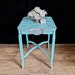 Painted Vintage Mahogany Table, Turquoise Accent Table Silver Detail ...
