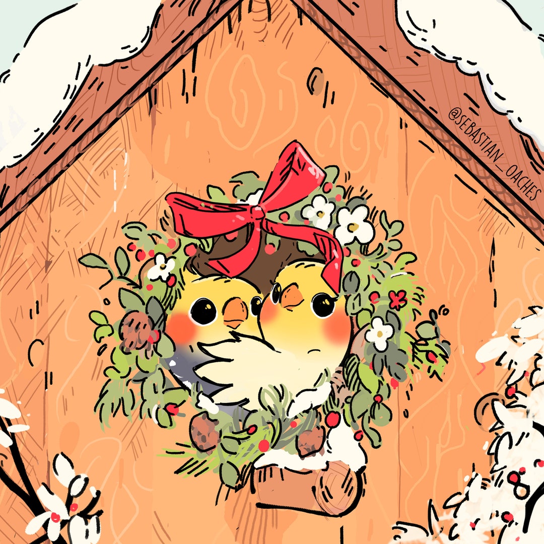 Cockatiel Festive Winter Holiday Christmas Greeting Card - Etsy