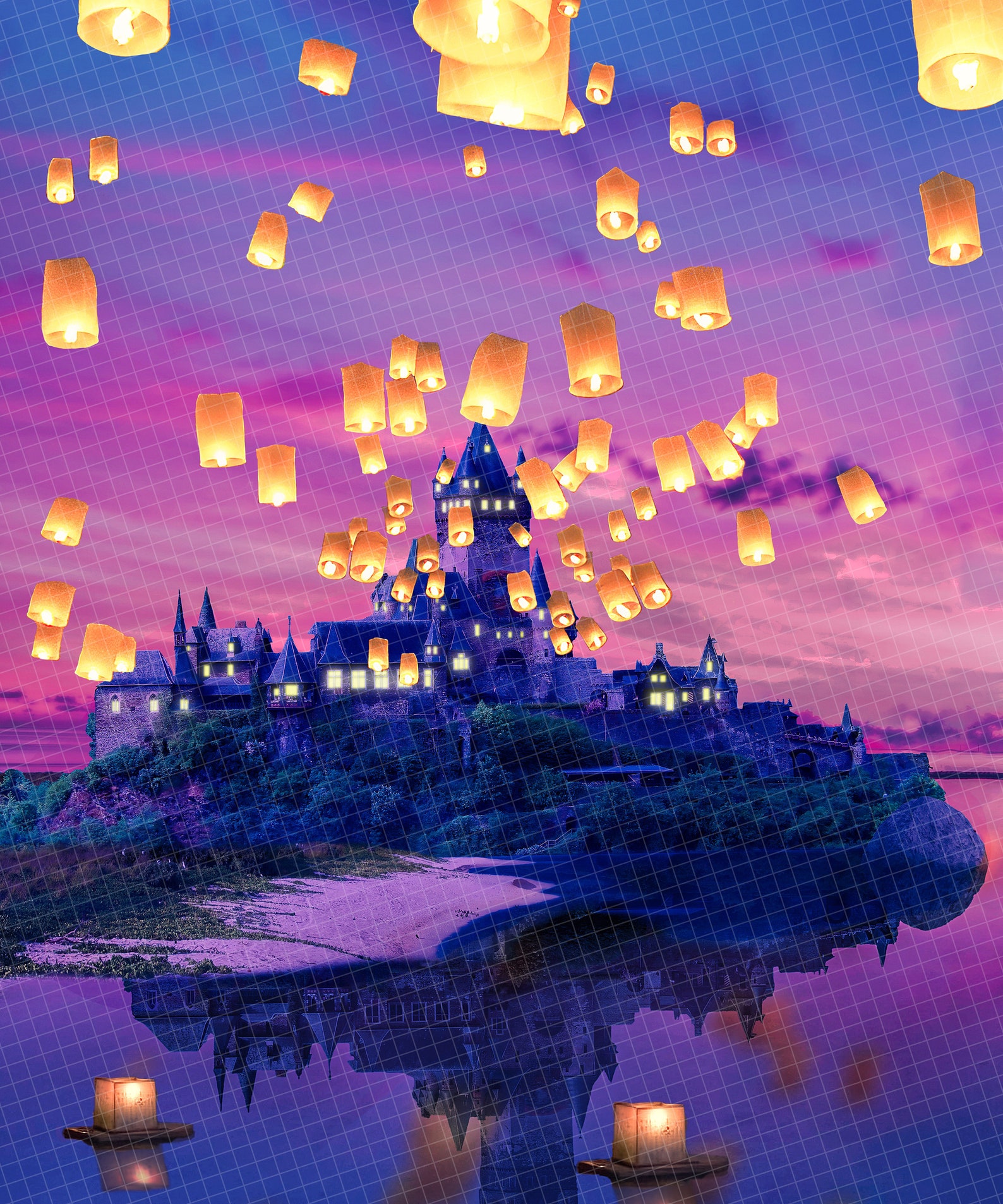 Princess Rapunzel Floating Lantern Backdrop Princess Digital Backdrop ...