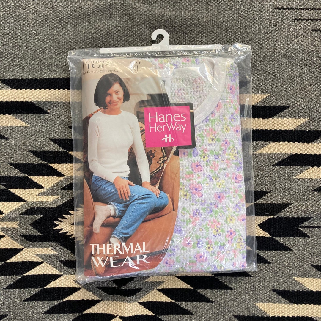 Vintage 90s Hanes Her Way Floral Print Thermal Womens XL Deadstock - Etsy