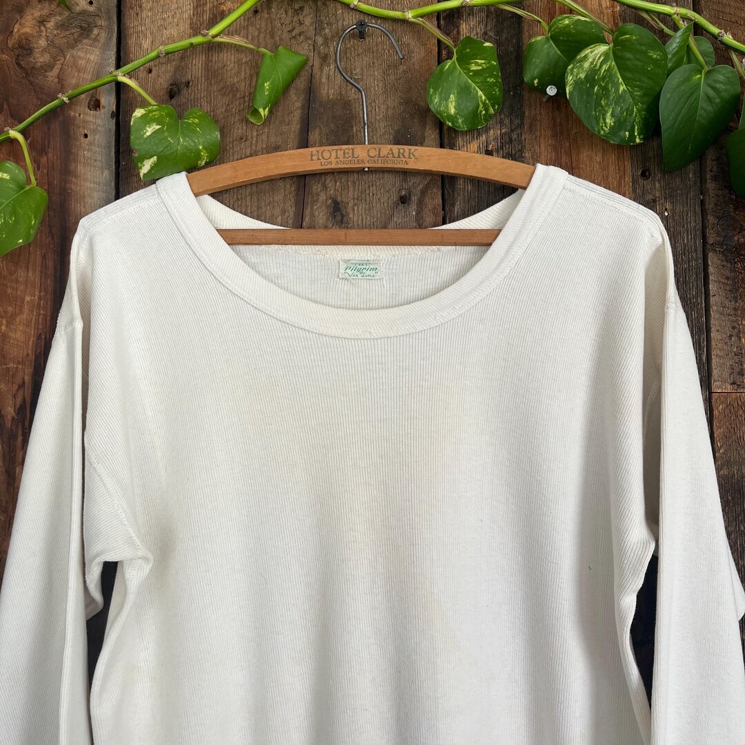 Vintage 1940s 50s True Vintage Ribbed Thermal T Shirt Pilgrim Vee Line ...