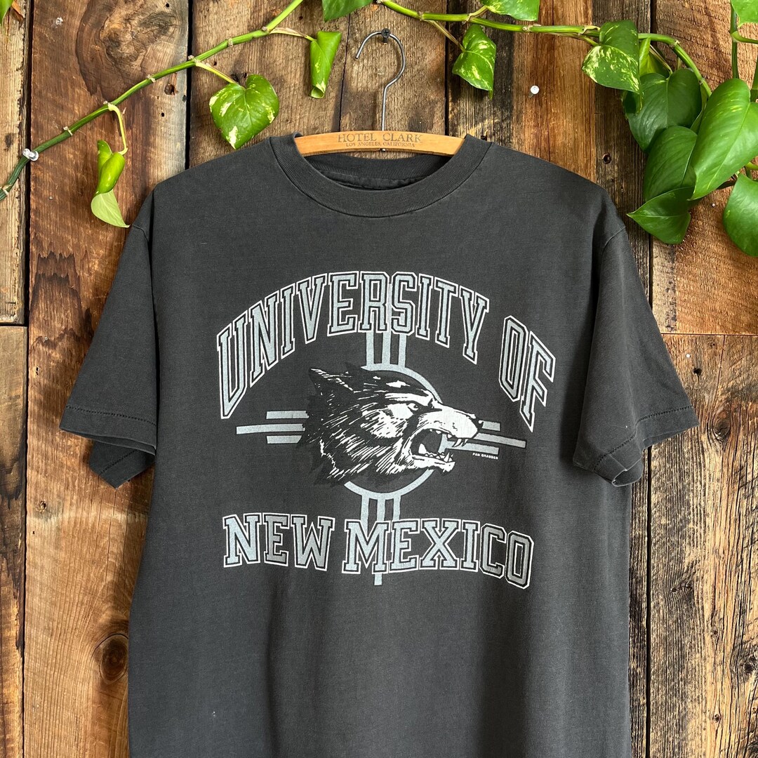 Vintage 90s University of New Mexico Lobos Albuquerque Faded Black T ...
