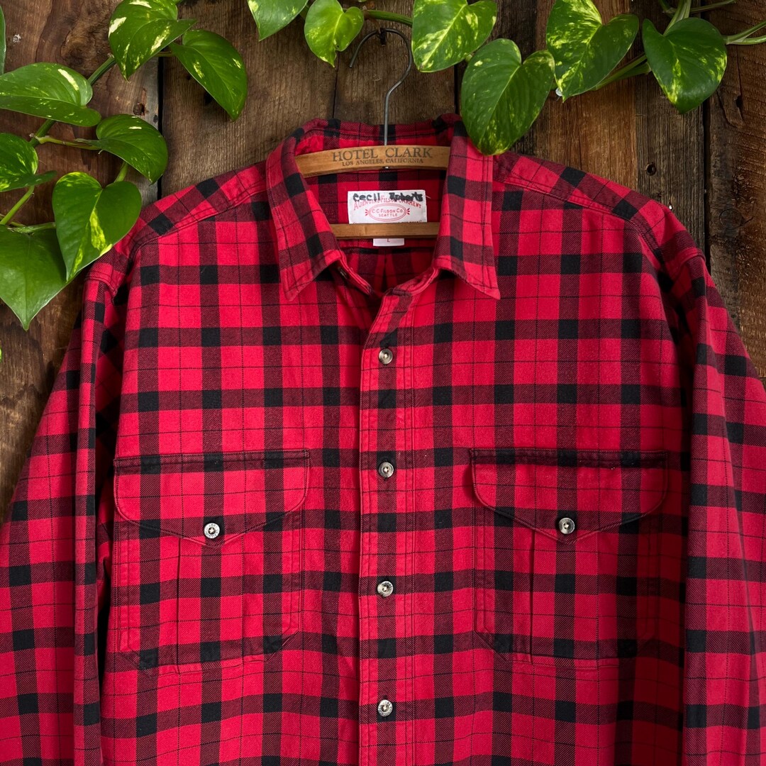 Vintage Y2K Filson Plaid Flannel Black Red Size L - Etsy