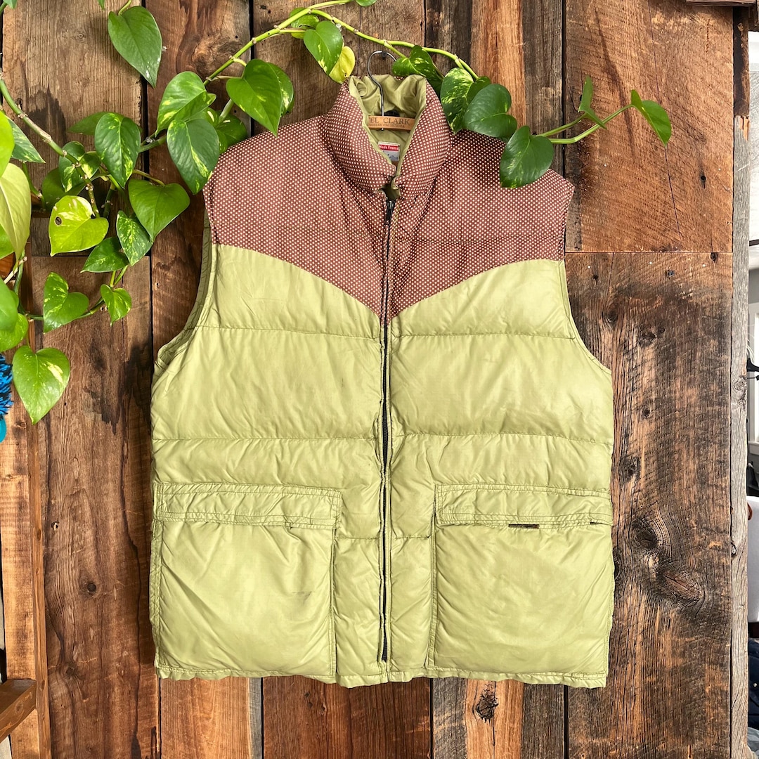 Vintage 70s Frostline Kit Green and Polka Dot Puffer Goose Down Vest ...