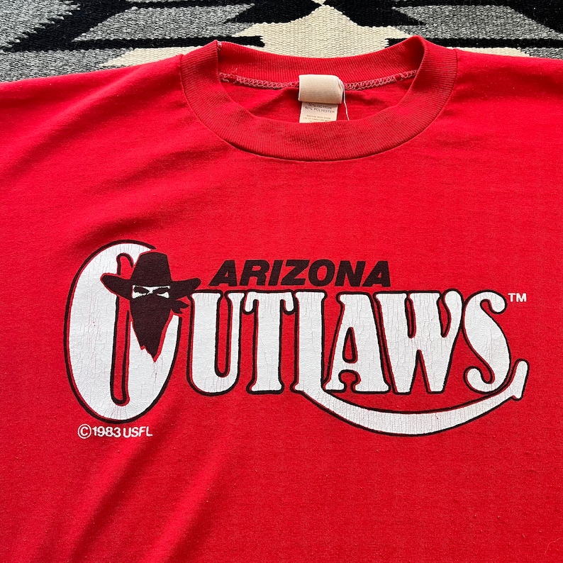 Vintage 80s Arizona Outlaws USFL Football Team Logo 7 Brown Lable ...