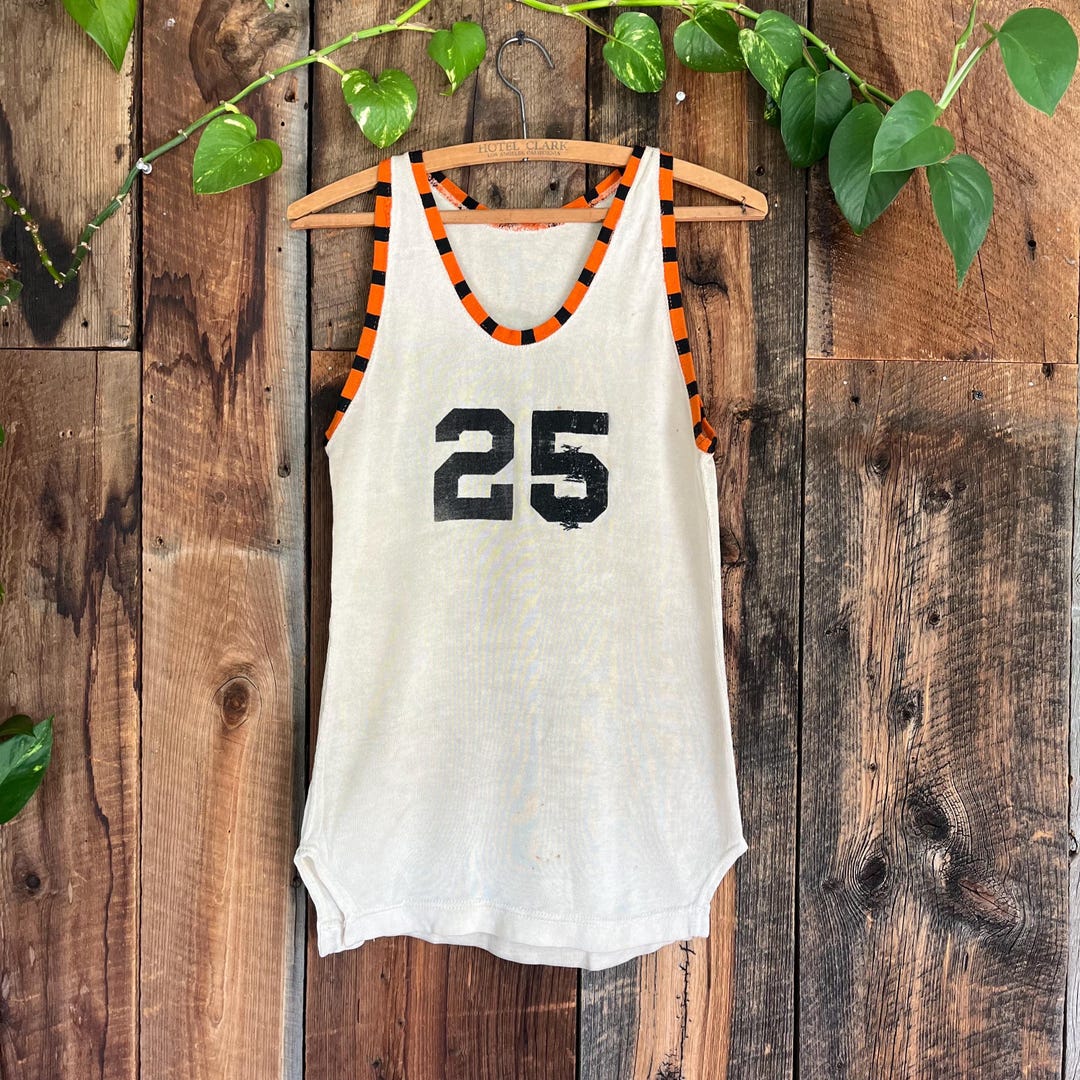 Vintage 40s Durene Tiger Stripe Basketball Jersey Tank Top Repaired ...