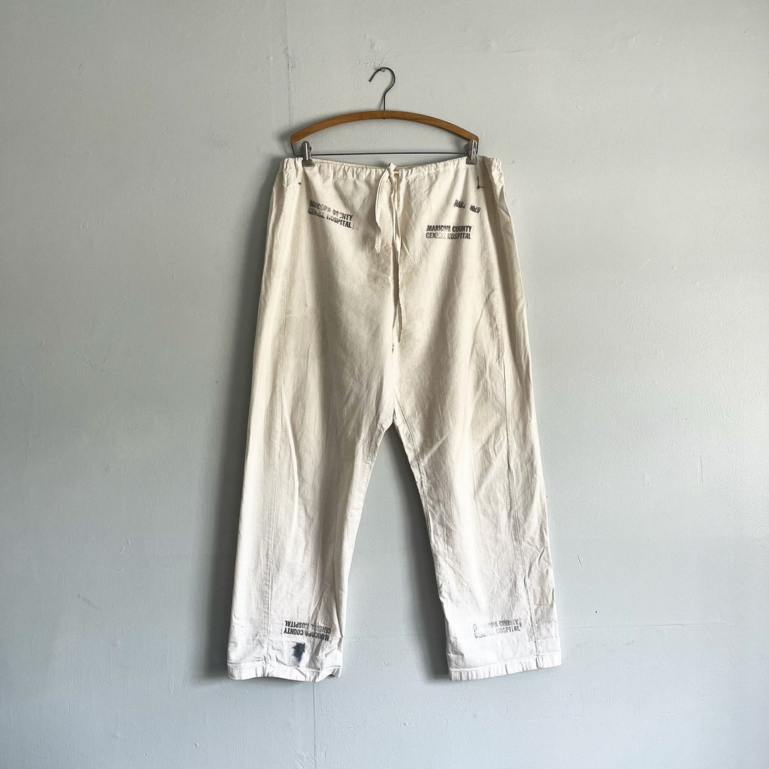 Vintage 70s Maricopa Hospital Pants Stenciled Drawstring Size L - Etsy