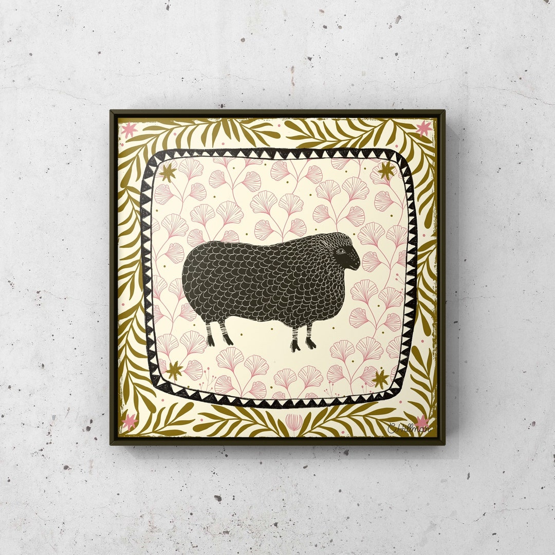 Cute Black Sheep Illustration on Acid Free Paper, Home Decor Idea, Fine ...