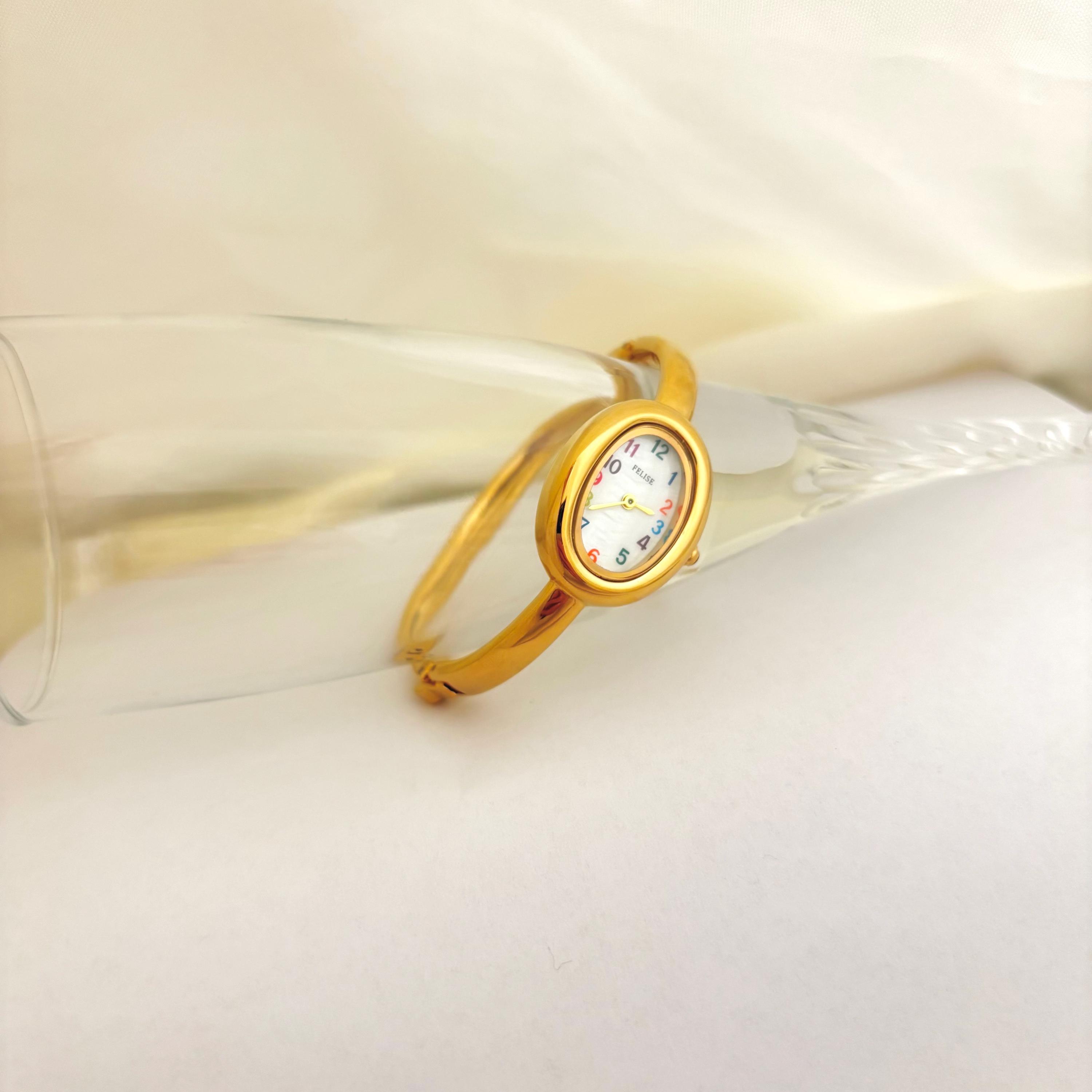 Vintage Gold Bangle Watch: Colorful Dial, Italian Design - Etsy