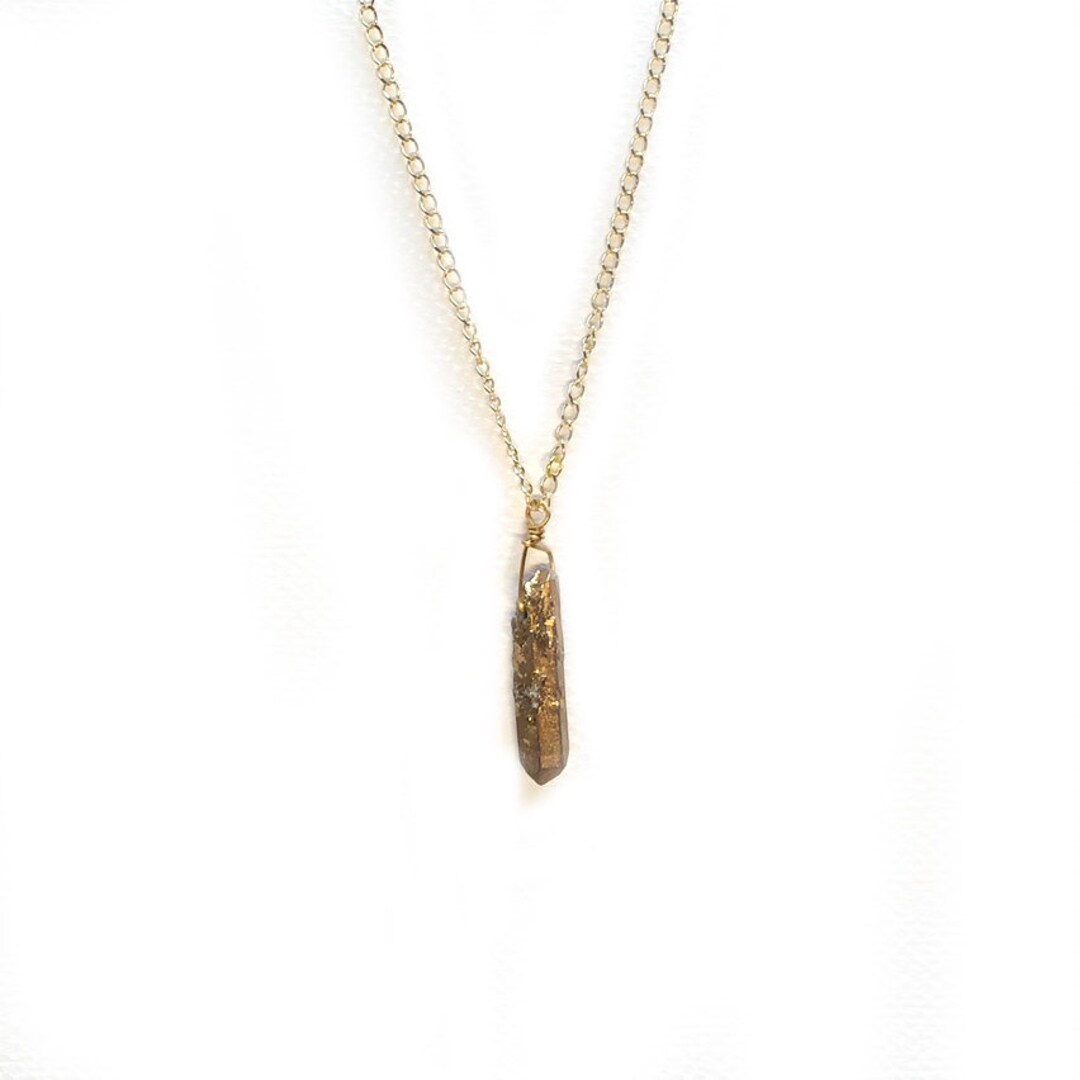 Bronze Metallic Crystal Shard Necklace - Etsy Ireland