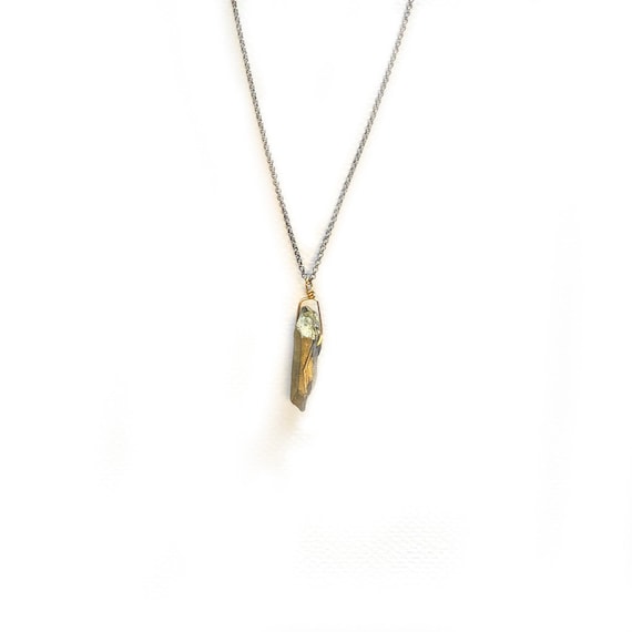 Gold Metallic Crystal Shard Necklace - Etsy