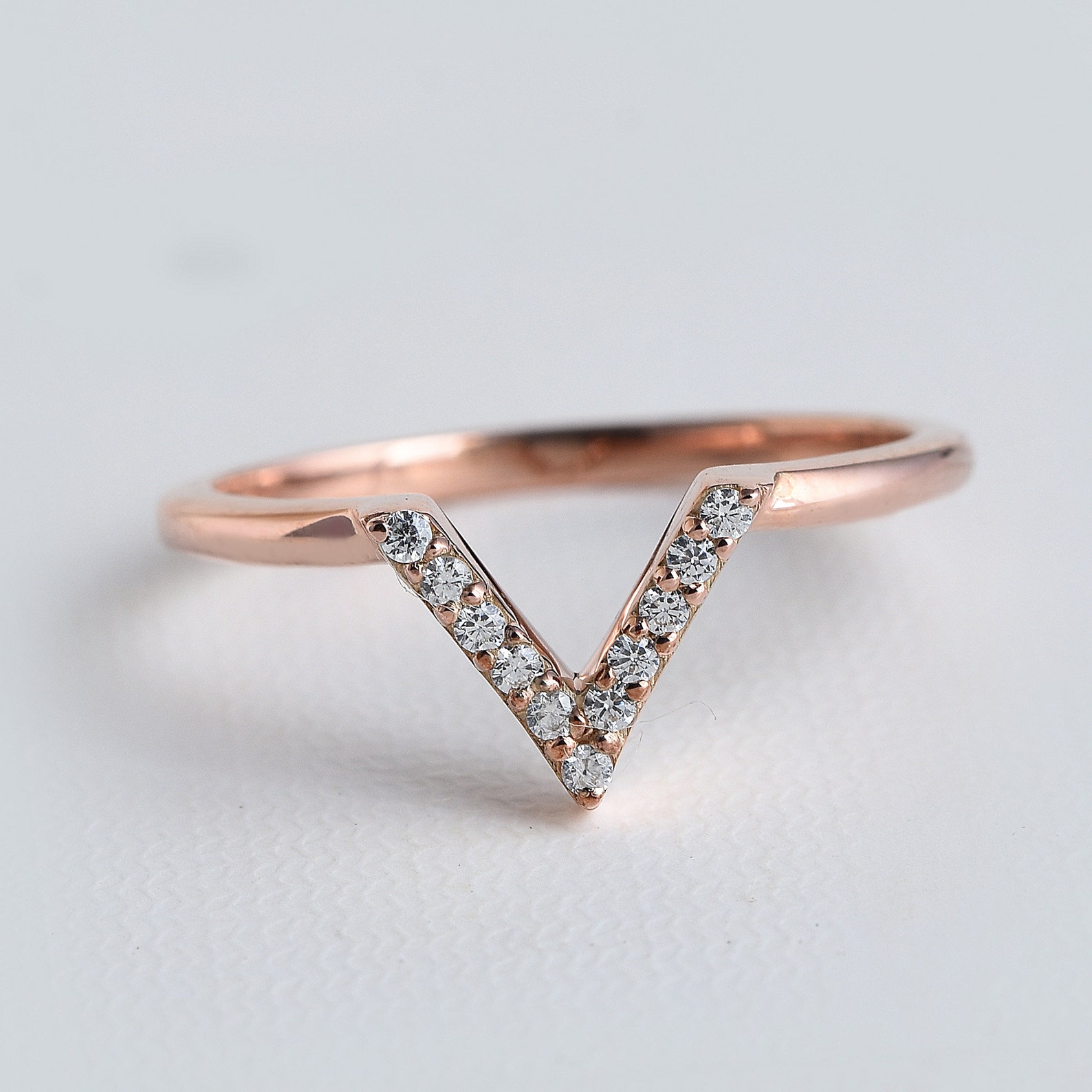 V Shaped Ring Chevron Ring Stacking Rings With V-shaped Notches Cubic ...