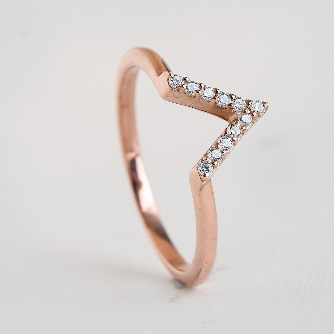 V Shaped Ring Chevron Ring Stacking Rings With V-shaped Notches Cubic ...