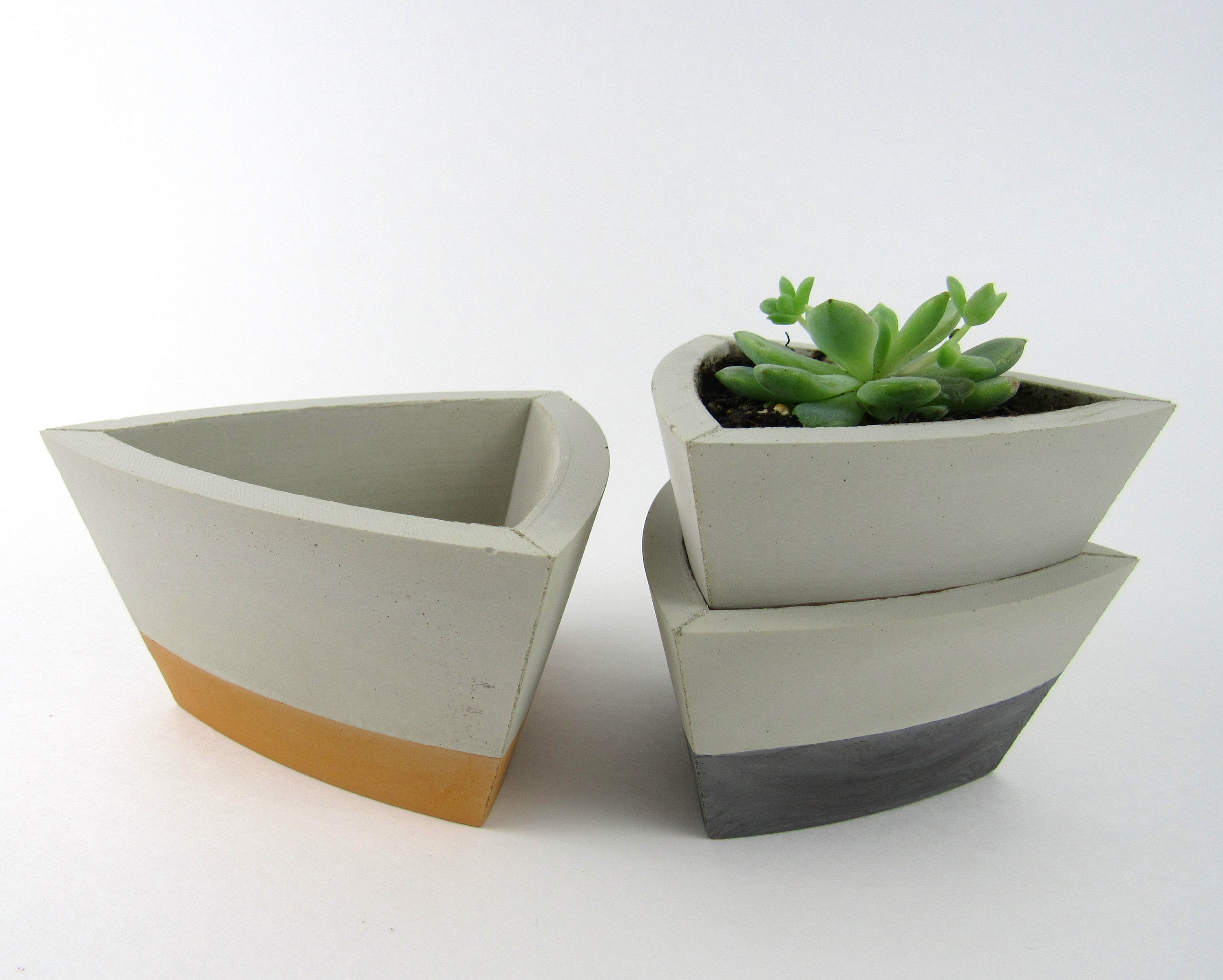 Curved Nesting Triangle Concrete Planter or Bowl - Etsy