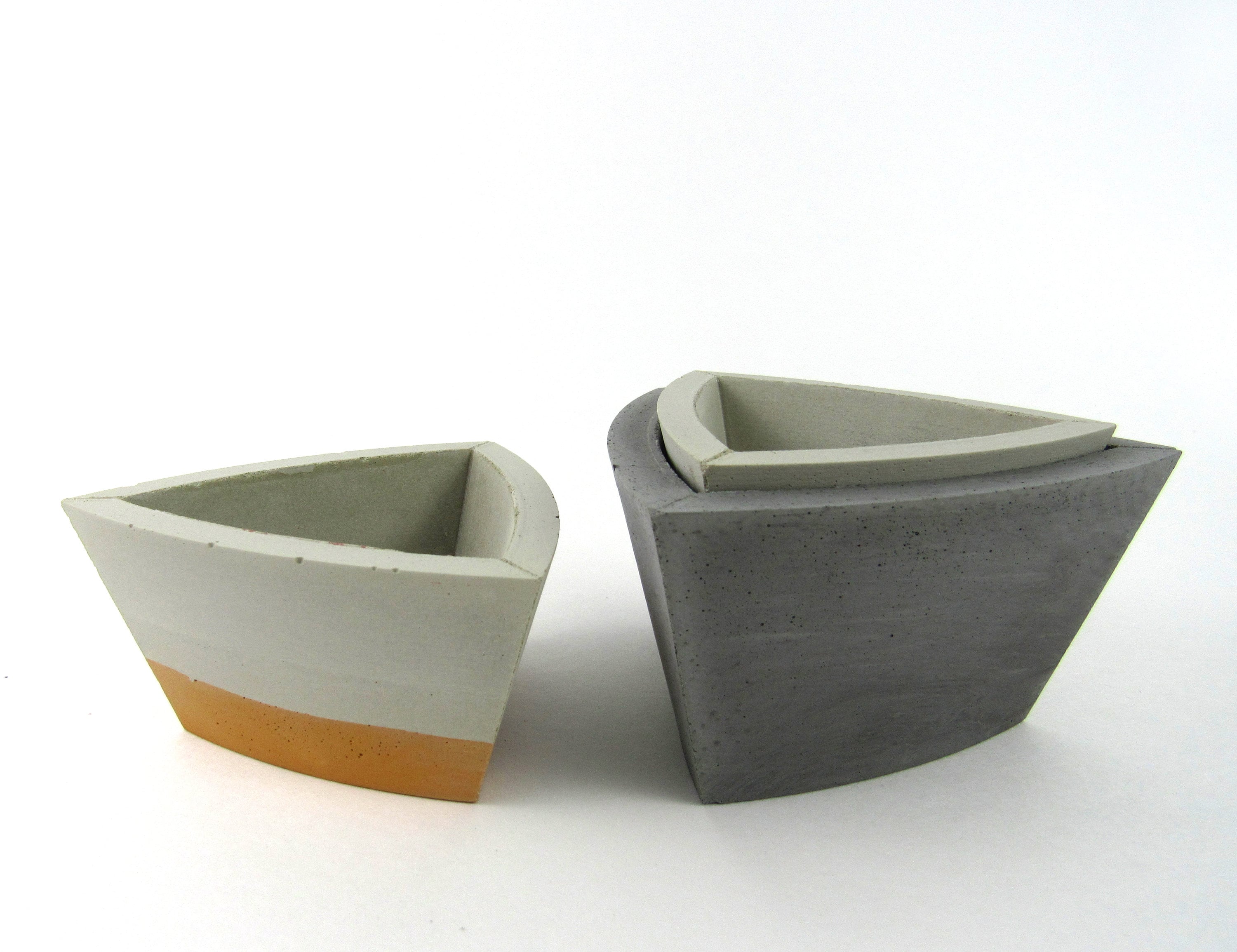 Curved Nesting Triangle Concrete Planter or Bowl - Etsy